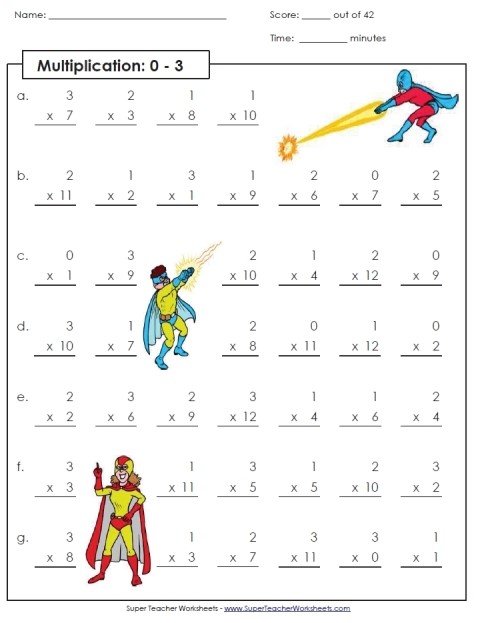구구단문제 워크시트 초등학교 1 2학년을 위한 곱셈연습 네이버 블로그