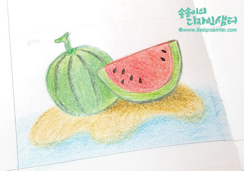 송송이의 손그림강좌 ★시원한 수박 그리기★ 색연필 채색 일러스트 네이버 블로그