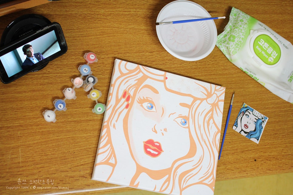 명화그리기diy 팝아트 파란머리소녀 완성 아이러브페인팅 네이버 블로그